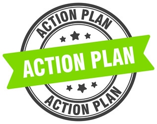 Action plan stamp label Royalty Free Vector Image