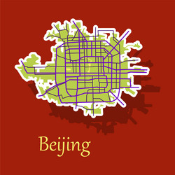 Beijing city map sticker Royalty Free Vector Image