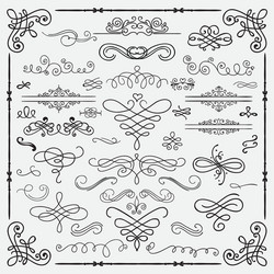 Hand drawn doodle flourishes swirls text dividers Vector Image