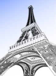 Eiffel tower in sketch style hand drawn Royalty Free Vector