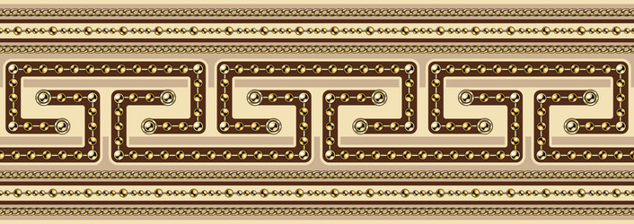 Ancient greek borders with gold chains beads Vector Image