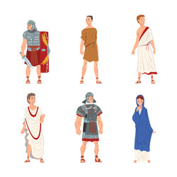 Ancient roman people characters with soldier Vector Image