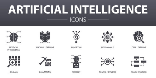 Ai algorithm icons artificial intelligence Vector Image