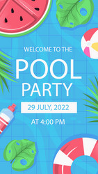 Hand drawn colorful pool party post stories Vector Image