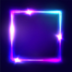 Blue and violet neon color rectangle frame Vector Image