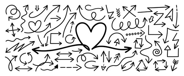 Hand drawn arrow marks set Royalty Free Vector Image
