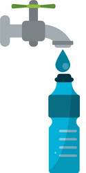 Water faucet with drop falling in bottle Vector Image