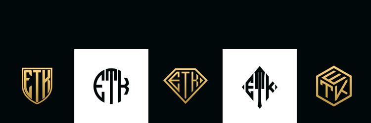 Initial letters ekm logo designs bundle Royalty Free Vector