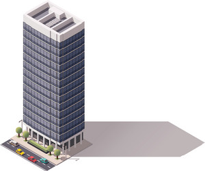 Wide skyscraper isometric composition Royalty Free Vector