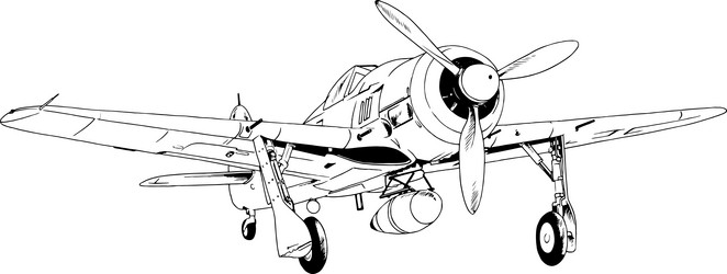 Military fighter jet drawn in ink by hand Vector Image