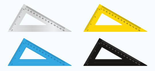 Metal ruler collection short long and triangle Vector Image