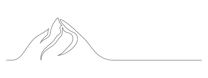 One continuous line drawing of mountain range Vector Image