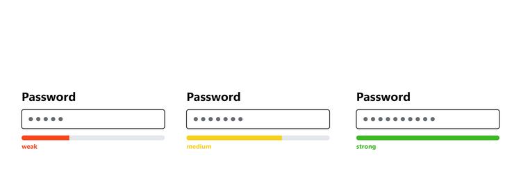 Password weak medium and strong interface Vector Image