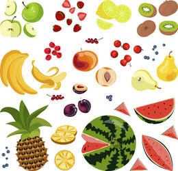 Cartoon set of different fruits smiling peach Vector Image