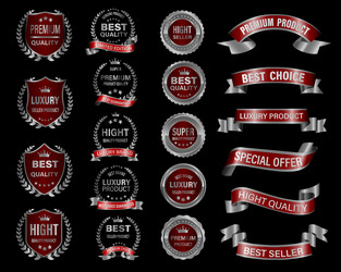 Golden red luxury premium quality label badges Vector Image