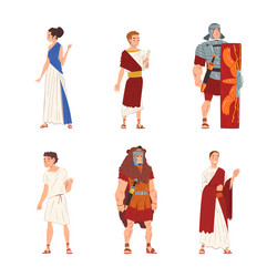 Ancient roman people characters with soldier Vector Image