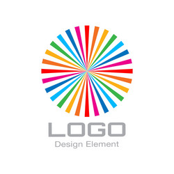 Rainbow polygon emblems hi tech logo set Vector Image