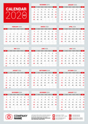 Wall calendar 2020 Royalty Free Vector Image - VectorStock