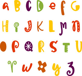 Hand drawn english alphabet colorful letters set Vector Image