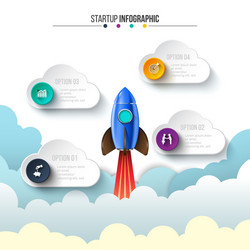 Rocket infographic business concept with 4 Vector Image
