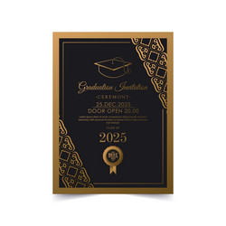 Luxury dark graduation invitation template Vector Image