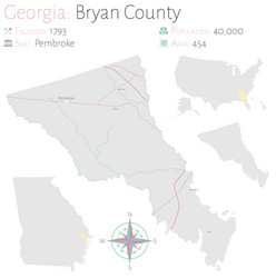 Map bryan county in georgia Royalty Free Vector Image