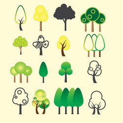 Colored hand drawn tree icons Royalty Free Vector Image
