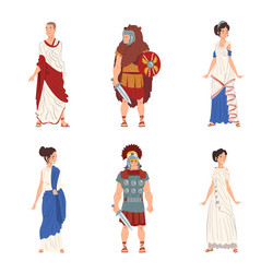 Ancient roman people characters with soldier Vector Image