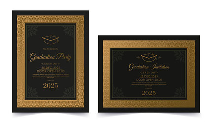 Luxury dark graduation invitation template Vector Image