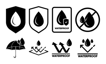 Waterproof icon water resistant icons for package Vector Image