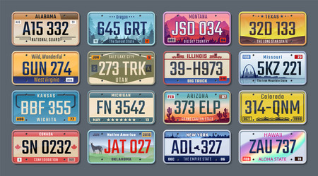 United states license plates vintage collection Vector Image