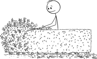 Cartoon man or gardener cutting trimming Vector Image