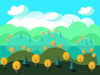 Arcade game map on fantasy forest background Vector Image