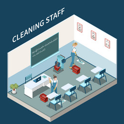 Student cleaning school hallway Royalty Free Vector Image
