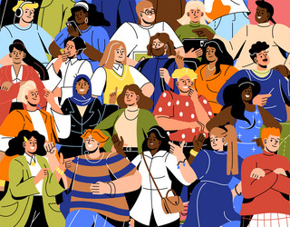 Cartoon Crowd People Vector Images (over 16,000)