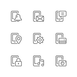 Set round line icons of phone Royalty Free Vector Image