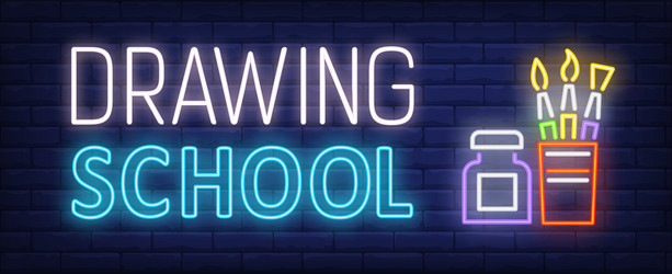 School subjects in neon style Royalty Free Vector Image
