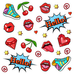 Pop art style stickers Royalty Free Vector Image