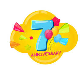 Happy birthday 7 years Royalty Free Vector Image