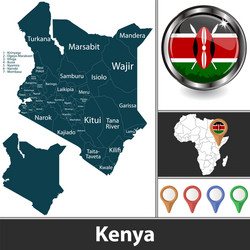 Republic of kenya - map Royalty Free Vector Image