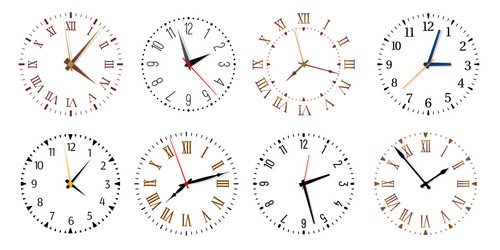 Clock faces wall clocks with numbers black dial Vector Image