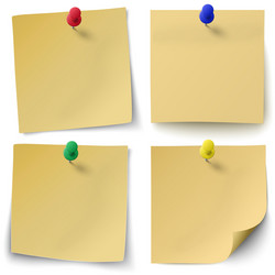 Notes colored sticky papers with pin clips memo Vector Image