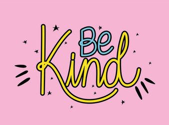 Be kind lettering and colourful hearts Royalty Free Vector