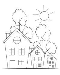 Easy simple house coloring page modern house art Vector Image