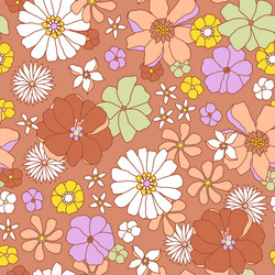 Seamless flower retro pattern in green Royalty Free Vector