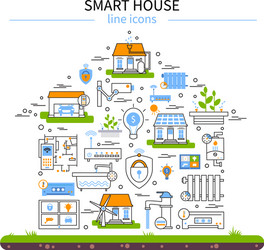 Smart technology flat icons set Royalty Free Vector Image