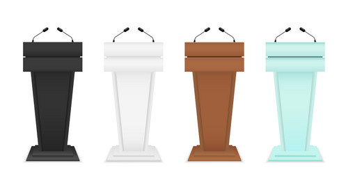 Realistic speech tribune debate podiums Royalty Free Vector