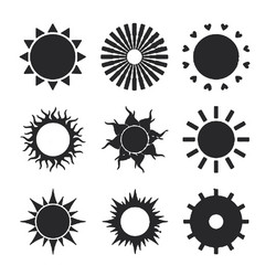 Sun shapes set isolated on white background Vector Image