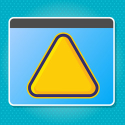 Blank outlined yellow triangle inside tablet Vector Image