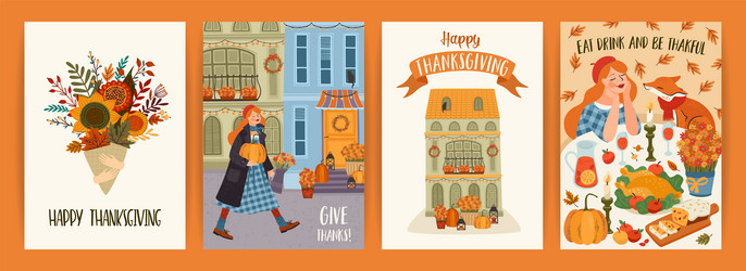 Happy thanksgiving cute lady Royalty Free Vector Image